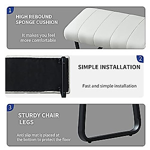 JIEXI 47in PU Leather Long Bench w/ Metal Leg, Office Chair & Footstool (White, 1.2m)