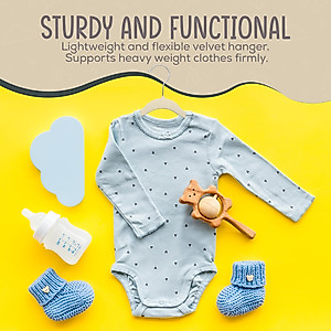 TechZoo 50 Premium Baby Velvet Hangers - 11" Inch Non-Slip Baby Hangers, Ultra-Slim Space-Saving Children Hangers - 360° Swivel Hook, Strong & Durable Infant & Toddler Clothes Hangers - Ivory