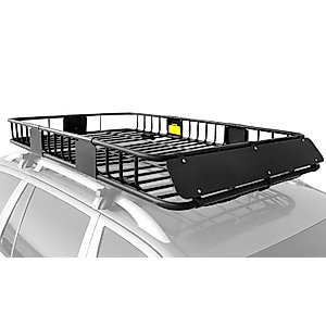 XCAR Roof Rack Basket Rooftop Cargo Carrier with Extension Black Car Top Luggage Holder 64"x 39" Universal for SUV Cars