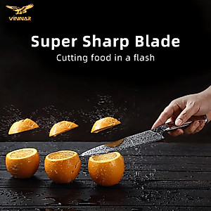 VINNAR Chef Knife,Professional Kitchen Knives 8 inch Japanese Stainless Steel Meat Cleaver Colored Solid Wood Handle