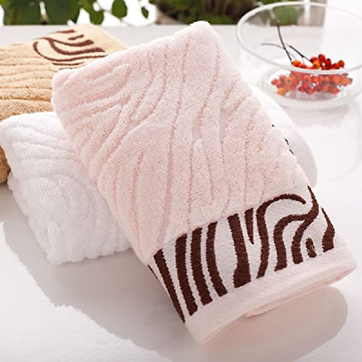 Kissvian Tiger Striped Bathroom Hand Towels Set, Absorbent Soft Bamboo Fiber face Towel for Home(3Pc, 13 x 29 Inch)