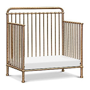 NAMESAKE Winston 4-in-1 Convertible Mini Metal Crib in Vintage Gold, Greenguard Gold Certified
