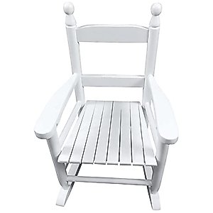 Kids Rocking Chair for Indoor Outdoor Childs Rocker Chair, Durable Wooden Rocking Lounge Chairs for Girl Boy, Features Classic Rocker Design & Hardwood Construction - White