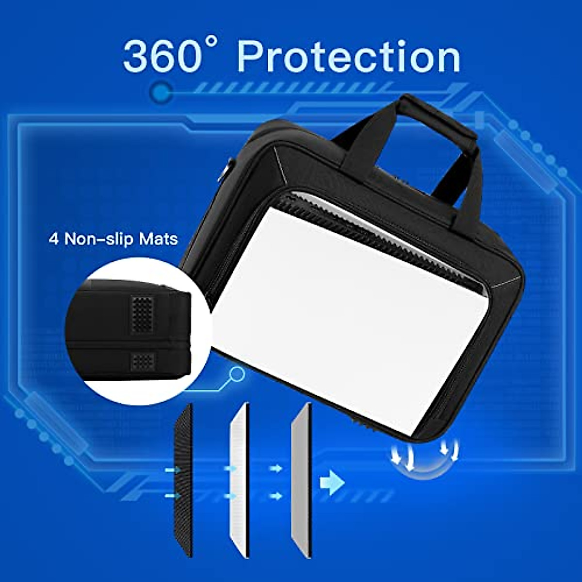 Necoka PS5 Carrying Case, Protective PS5 Case Compatible with Playstation 5 Digital Edition, Large Storage PS5 Travel Bag for Console Controller Disk Games Accessories Christmas Gift, Black