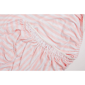 NODNAL CO. 3 Fitted Crib Sheets Pink Set for Baby Girl - 100% Oeko-TEX Cotton Nursery Bedding - Pink/White Chevron, Polka Dot, and Stripe - for Standard Baby or Toddler Crib Mattress 28”x52”x9” Sheet