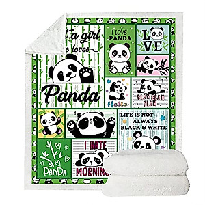 Juirnost Panda Blanket Panda Gifts for Girls Panda Throw Blanket for Couch Bed Sofa Panda Bear Gifts Panda Gifts for Women Kids Teens Birthday Gifts 50" x60" Soft Cozy Fleece Plush Reversible Blanket