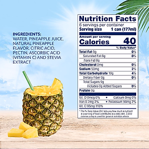 Dole Light Pineapple Juice Drink, No Added Sugar, 40 Calories Per Can, Excellent Source of Vitamin C, 100% Fruit Juice, 6 Fl Oz (Pack of 48)