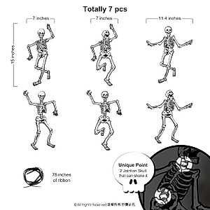 Cheerland Skeleton Bone Garland for Halloween Gatherings White Skull Dancing Bones Spooky Scary Celebration Party Decorations and Supplies