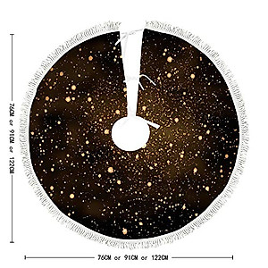 Dream Bay Christmas Tree Skirt,﻿Golden Sparkling Christmas Tree Mat for Xmas Party Decoration 30x30 Inches