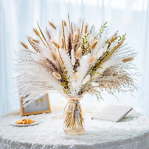 85PCS Natural Pampas Grass Bouquet | Boho & Western Wedding Decor Flowers Dried Pampas Grass Decor for Elegant Floral Arrangements, Home & Table Decorations