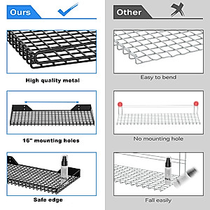 TORACK 2 Pack Wall Mounted Storage Shelves, 23.5" x 12" Wall Shelf for Garage, Closet, Laundry Room, Heavy Duty Garage Wall Shelving, Holds Up to 65 Lbs(Black)