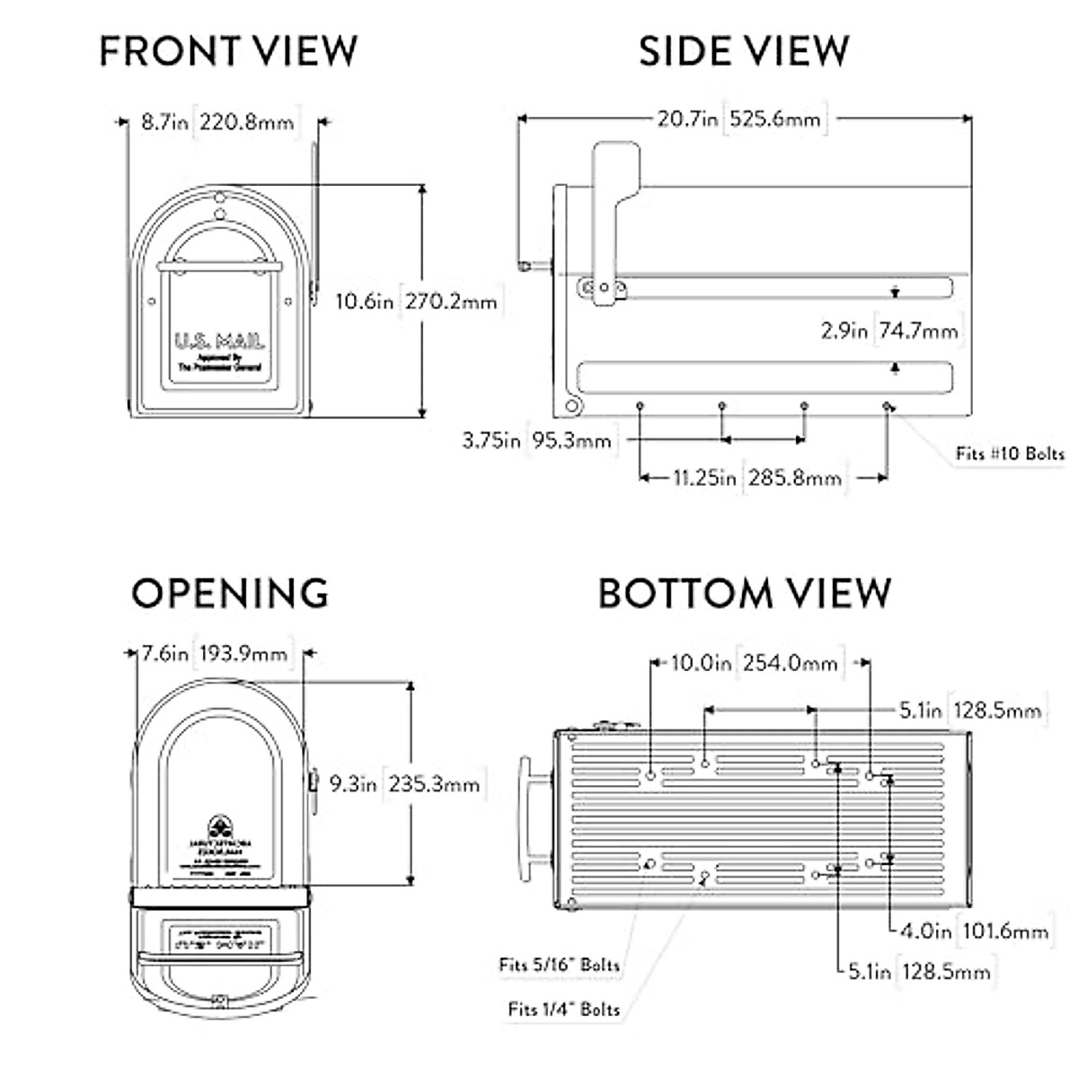 Architectural Mailboxes 7900-7B-SR-10 Boulder Postmount Mailbox, Large, Black