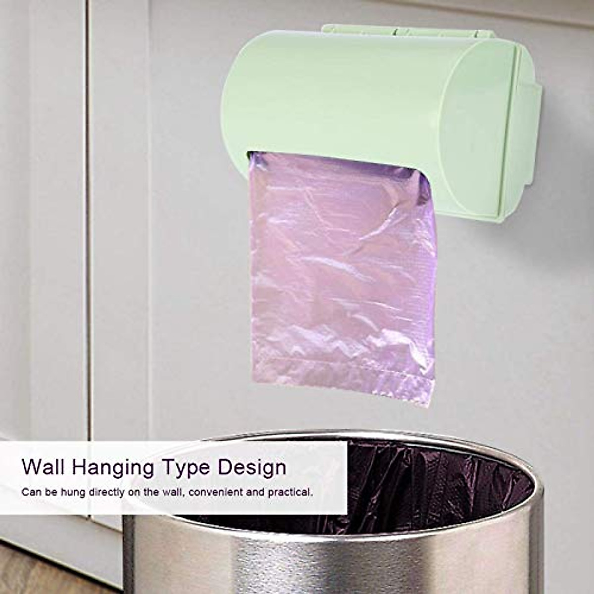 Bag Dispenser, Dog Poop Bag Dispenser Back Adhesive Wall Mount Trash Garbage Plastic Bag Storage Box Organizer Rack (Green)
