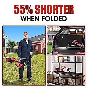 Weed Eater Electric Weed Wacker Battery Powered Lightweight 3 in 1 Small Push Lawn Mower Stringless Trimmer 3 Lawn Tools with Lightweight Wheeled for Home Garden Yard Mowing (Red)