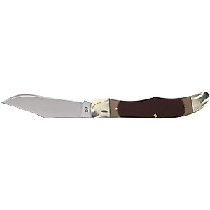 Old Timer 25OT Folding Hunter 9.3in Traditional Folding Pocket Knife with 2 High Carbon SS Blades, Ergonomic Sawcut Handle, and Leather Belt Sheath for EDC, Hunting, Camping, Whittling, and Outdoors