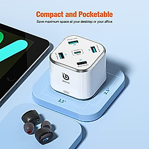 USB Charging Station Boean PD 65W 5-Port Desktop USB C Wall Charger Fast Wall Charger for MacBook Pro/Air iPad Pro iPhone 13/13 Mini/13 Pro/13 Pro Max/12, Nintendo Switch, Dell XPS 13, Galaxy and More