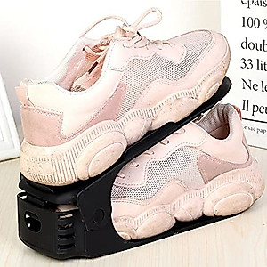 10 Pack Shoe Slots Organizer, Adjustable Double Layer Shoe Stack Sandals Rack, Shoe Slots Rack, 50 Space-Saving Storage Shoe Stacker Holder for Closet Organization