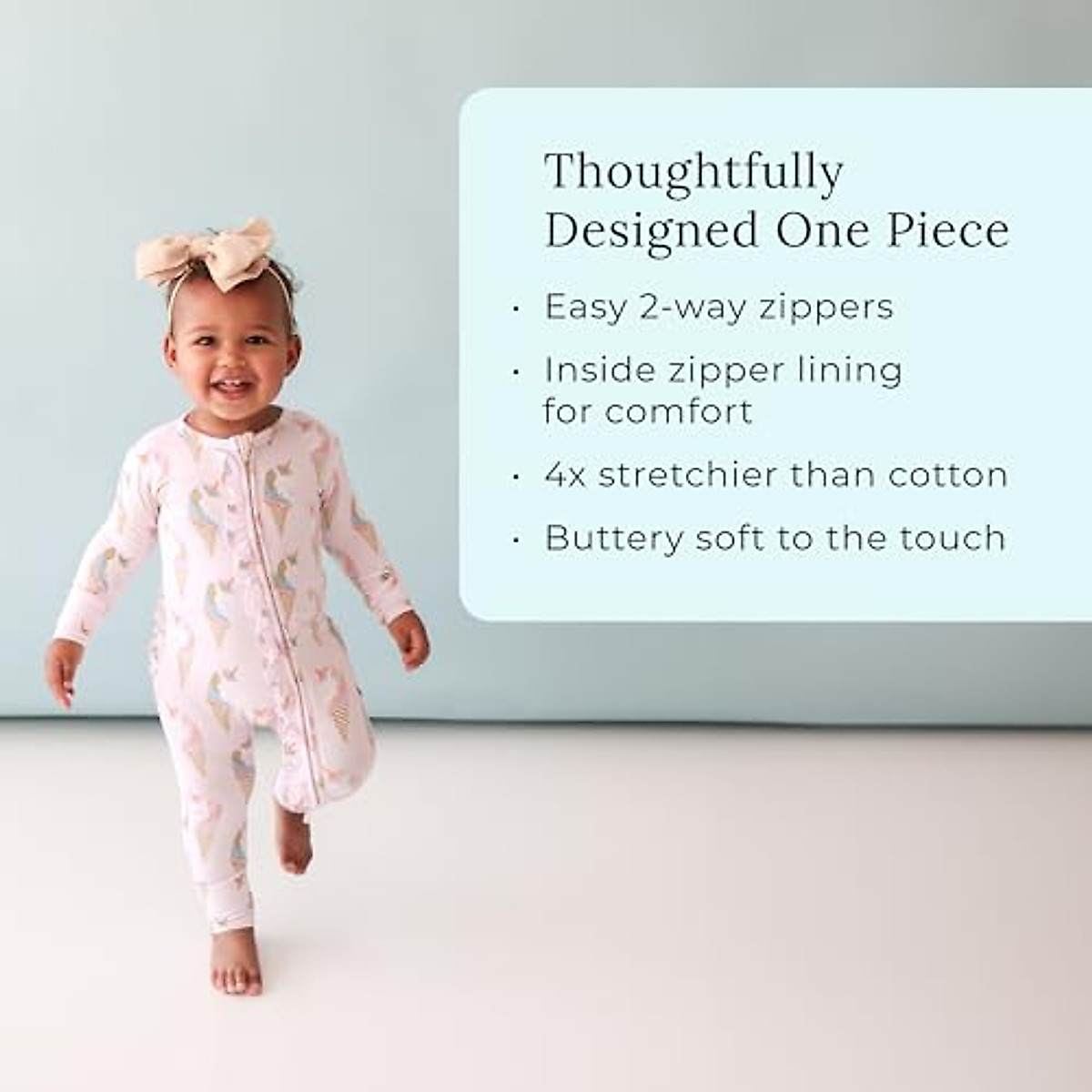 Posh Peanut Footless Baby Girl Pajamas - Viscose from Bamboo Ruffled Baby Sleepers with 2 Way Zipper for Easy Diaper Changes (6-9 Months) Dusk Rose