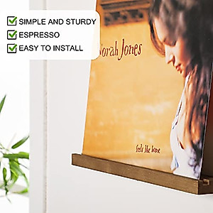 Amyhill 12 Pieces Vinyl Record Wall Mount Wood Record Holder Wall Mount Vinyl Holder Display Record Shelf Storage Vinyl Shelf Solid Vinyl Record Stand Wall Ledge Shelf Modern Floating Shelves for LPs