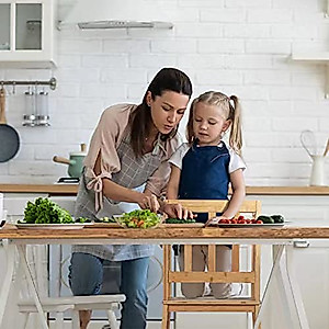 COSYLAND Kids Kitchen Step Stool，Toddler Standing Tower with CPC Certification, Removable Anti-Drop Railing Safety Rail Enjoys Unique Patented Design A Anti-tip Structure More Stable, Natural Bamboo