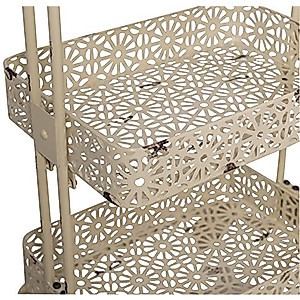 Linon Cream Three Tier Metal Rolling Melissa Cart, 29.5" x 17" x 11"
