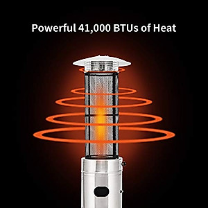 Kanizz Outdoor Garden Dancing Flame Decor Tower Heater 41000 BTU, Patio Garden Propane Round Glass Tube Heater, Great for Backyard Deck Balcony Poolside Garage Workspace