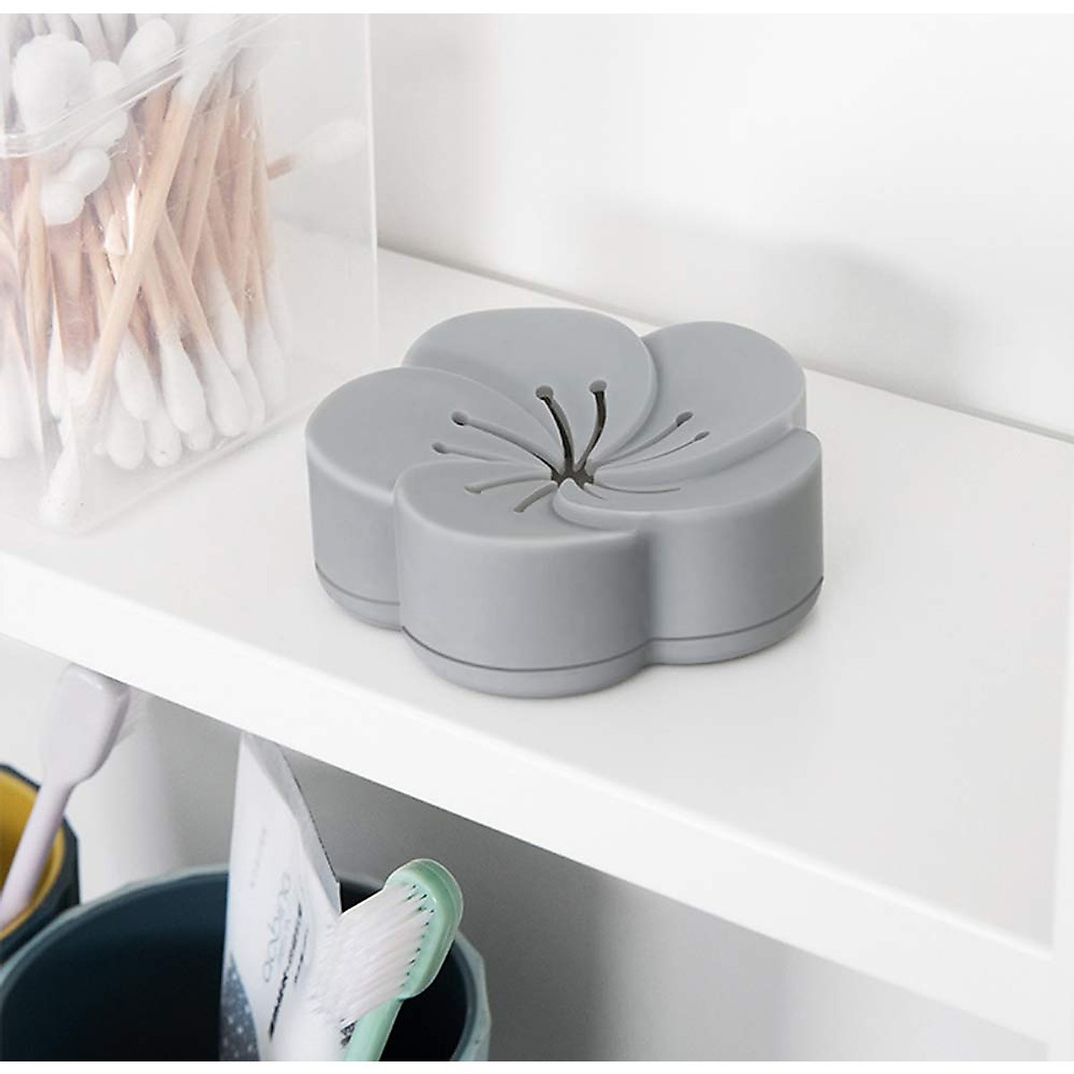 AKOAK 2 Pcs Flower Aromatherapy Box Wardrobe Deodorant Box, Home Bedroom Toilet Toilet Deodorant Aromatherapy Storage Box (Gray)