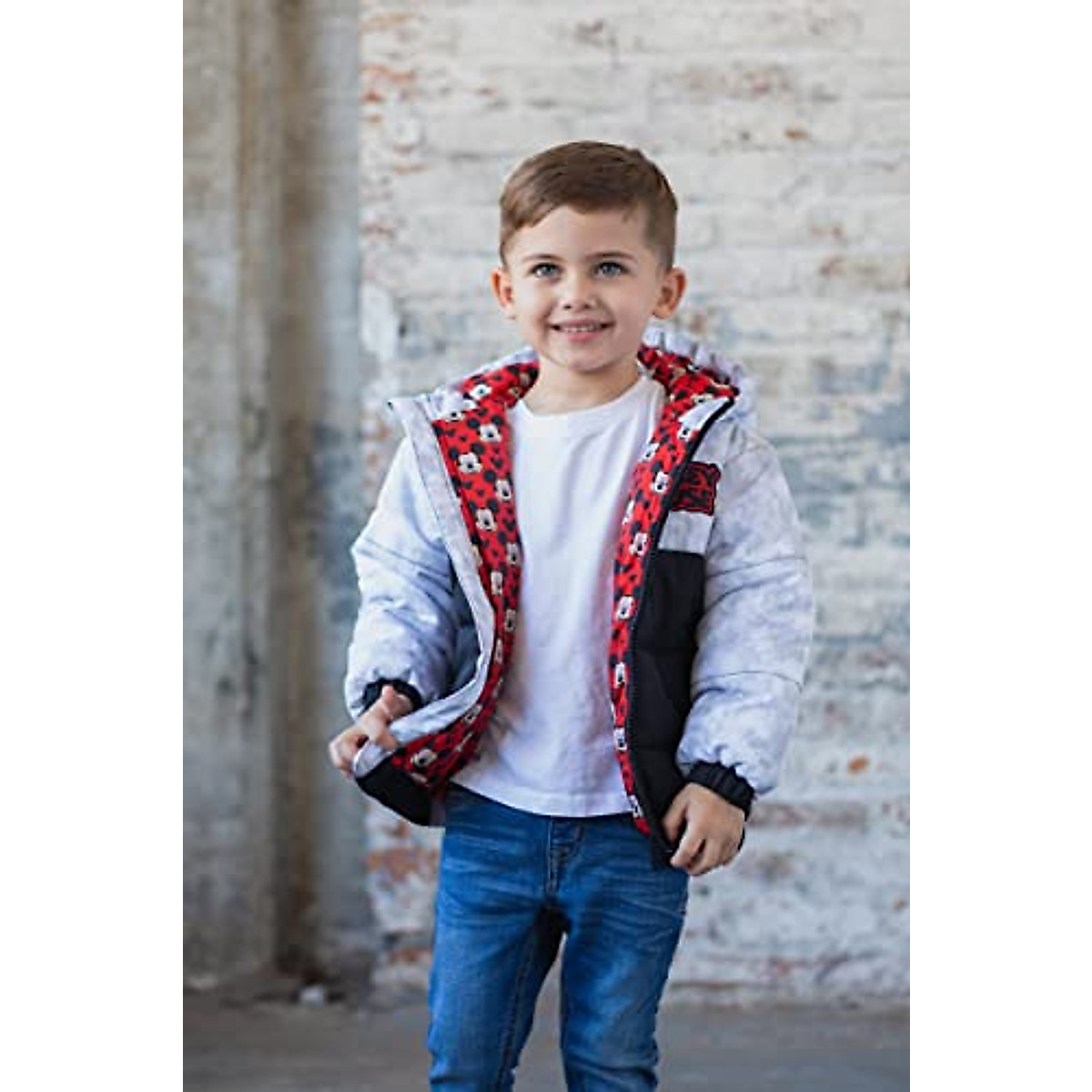 Disney Mickey Mouse Toddler Boys Zip Up Winter Coat Puffer Jacket 5T