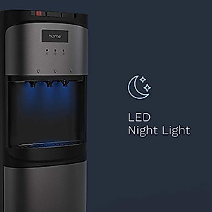 hOmeLabs Bottom Loading Water Dispenser for 5 Gallon Bottle - Hot Room and Cold Water Cooler in Stainless Steel Frame with Removable Drip Tray Safety Child Lock and LED Night Light
