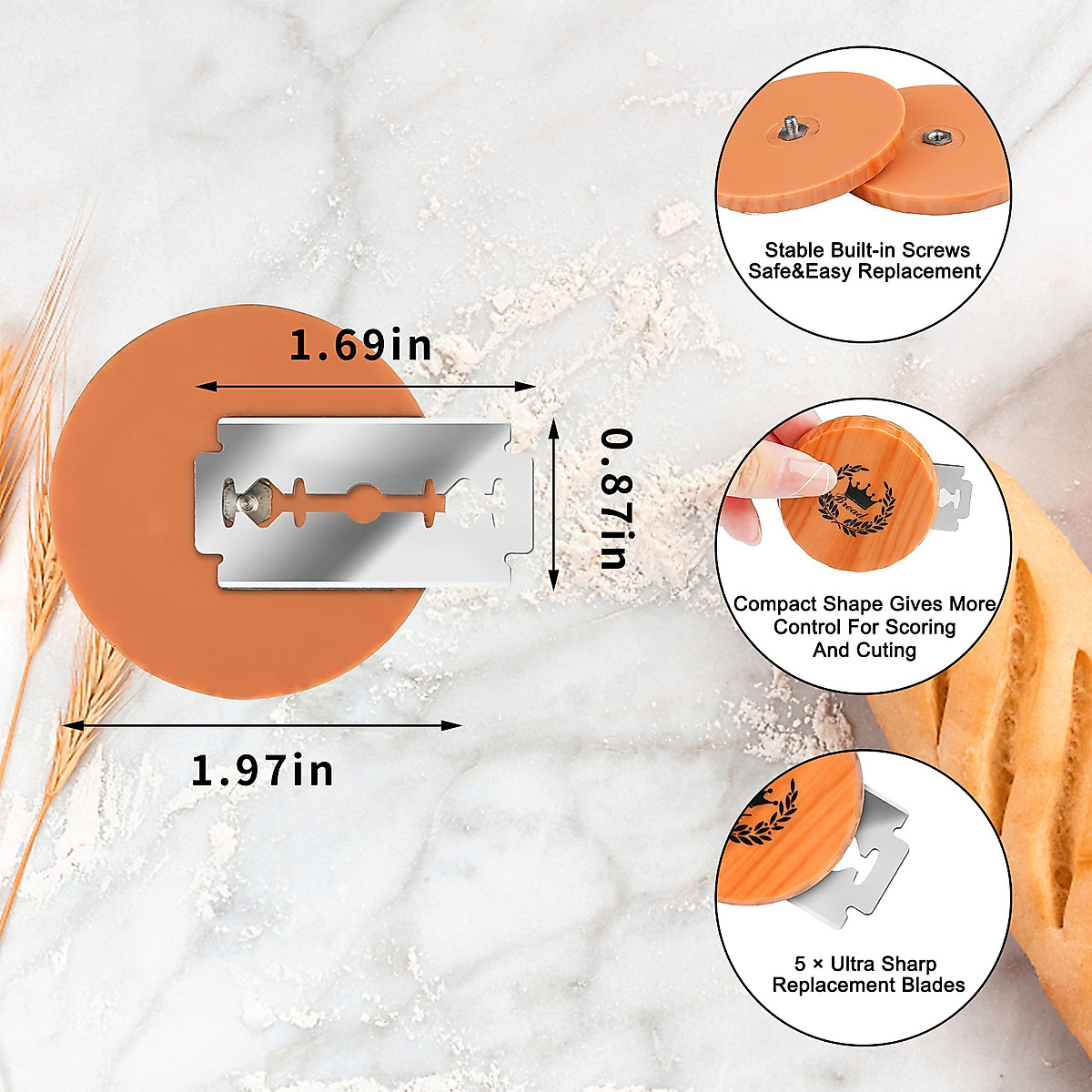 Bread Lame , Dough Scoring Tool Ufo bread lame cutter for scoring Homemade Dough Great Gift for Artisan Bread Makers Includes 5 Replaceable Razor Blades, Must Baking Tool for Bread Baking, DYUS-MBD1