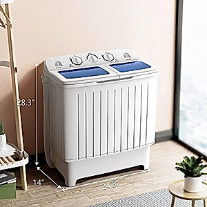 ARLIME Portable Clothes Washing Machine, 17.6lbs Mini Twin Tub Washer & Spinner Dryer Combo Compact Washer (11lbs) & Spin Dryer (6.6lbs) Sets Laundry Machine W/Time Control for Apartments, Dorms, Bathroom or RV Camping