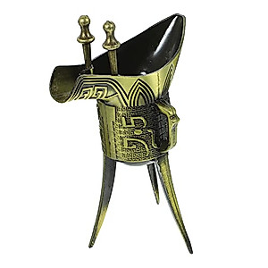 Hohopeti Antique Copper Mug Ancient Drinkware Gift Home Decoration Cup Tea Table Decoration Antique Cup Prop Retro Wine Cup Tripod Office Ornaments Zinc Alloy Chinese Style