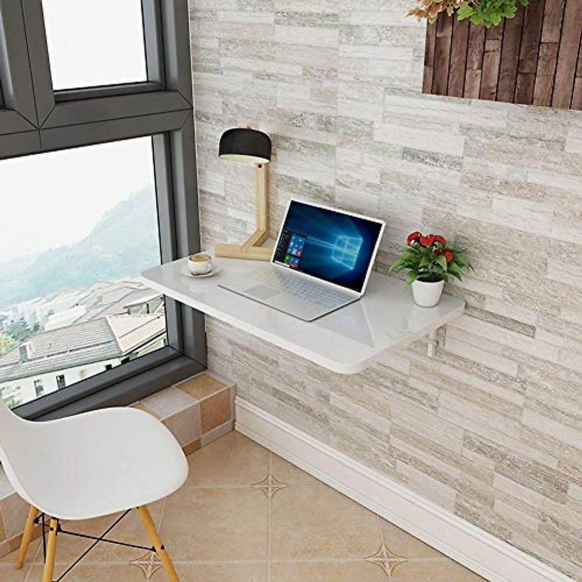 PIBM Stylish Simplicity Shelf Wall Mounted Floating Rack Shelves Foldable Computer Desk Simple Stable Save Space Bearing Strong,12 Sizes,5 Colors, White , 70x40cm