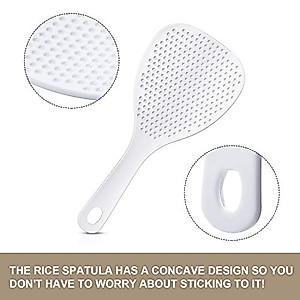 6 Pieces rice spoon paddle plastic Non Stick white Japanese rice cooking scoop Spatula,7.5 Inches