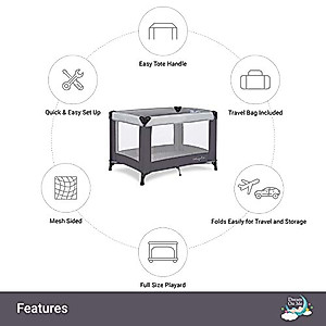 Dream On Me Nest Portable Play Yard With Carry Bag And Shoulder Strap, Grey