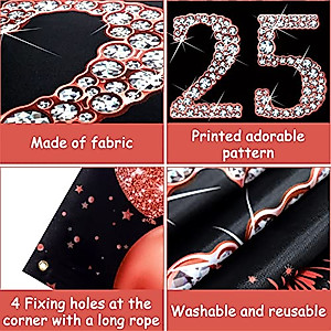 Trgowaul Happy 25th Birthday Decorations for Women, Pink Rose Gold 25 Birthday Backdrop Banner，Twenty Five Years Old Birthday Party Supply Photography Background Birthday Sign Poster Decor Gift Girls