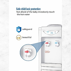 Water Dispenser,Top Loading Hot & Cold Water Cooler 5 Gallon Water Dispenser.Child Safety Lock, Storage Cabinet and Anti-Scalding Design, for Indoor Home Office(White)