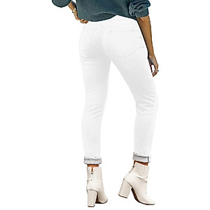 luvamia Women's Fleece Lined Jeans Winter Thermal Denim Jeggings Skinny High Waisted Stretch Warm Leggings Womens White Jeans Brilliant White Size Medium Size 8 Size 10