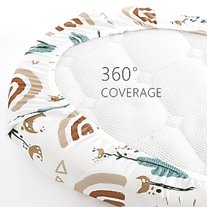 GRSSDER Stretchy Ultra Soft Fitted Bassinet Sheets Set 2 Pack, Cradle Sheet Universal Fit for Rectangle, Oval, or Hourglass Bassinet Pad/Mattress Safe and Snug, Stylish Cute Rainbow Print for Baby