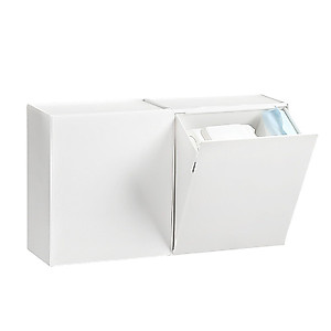 NOENNULL Wall Mounted Storage Box Flip Lid Design Space Saving Large Capacity Wall Mounted Storage Organizer Box for Cotton Swab Floss Tissue (White), NOENNULLvabu4k12tr-11