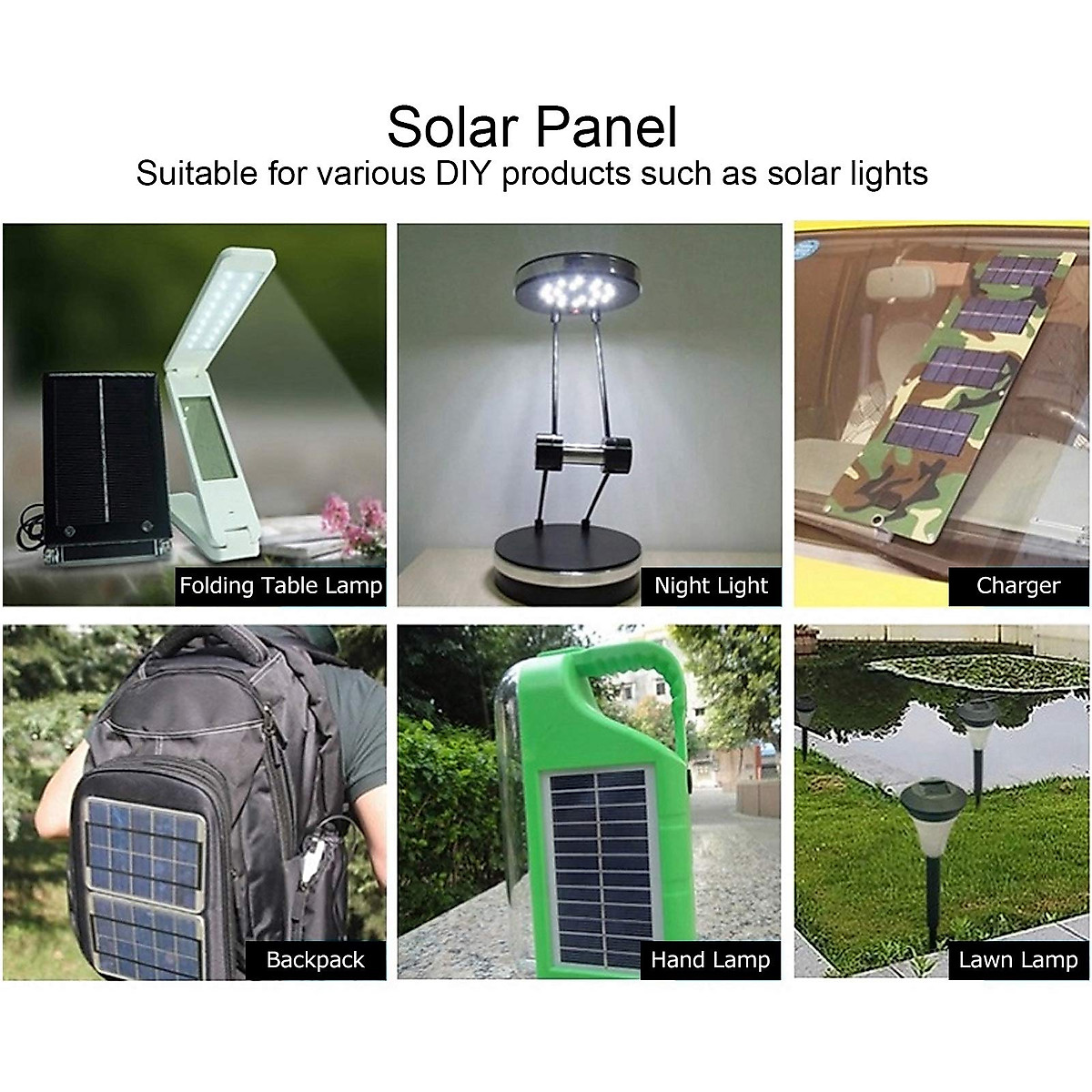 5Pcs Portable Solar Panel, Mini Solar Panel Battery Cell Board Module, Suitable for Making Solar Toys, DIY, with 30cm Wire 60 x 80 x 3MM DC 0.65W 1.5V