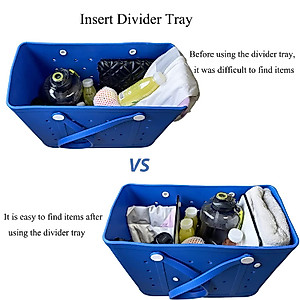 AKDHFGR 2Pcs Divider Tray & 3Pcs Hooks Compatible with Bogg Bag Accessories Inserts,Adjustable Divider Tray for Divide Space Storage,Insert Charms Key Cup Holder Connector, White