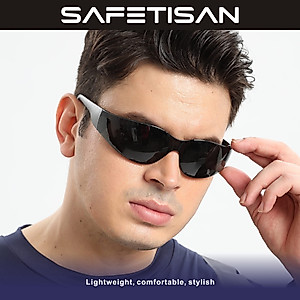 SAFETISAN Tinted Safety Glasses Bulk, 24 Pack, Protective Shaded Safety Goggles, UV Protection Sunglasses, Scratch & Impact Resistant Dark Smoke Lense | Perfect for Construction, Shooting, Lab Work