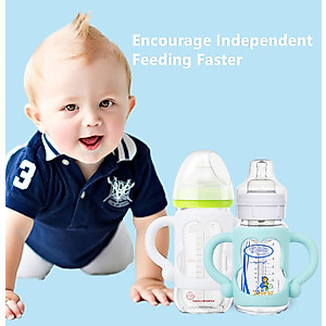 Smarbore Bottle Handles for Dr Brown Narrow Baby Bottles, 100% Silicone Baby Bottle Holder for Easy Grip, Sippy Cup Handle for Dr Brown Narrow Sippy Bottle, Teach Babies to Drink Independently, 2 Pack