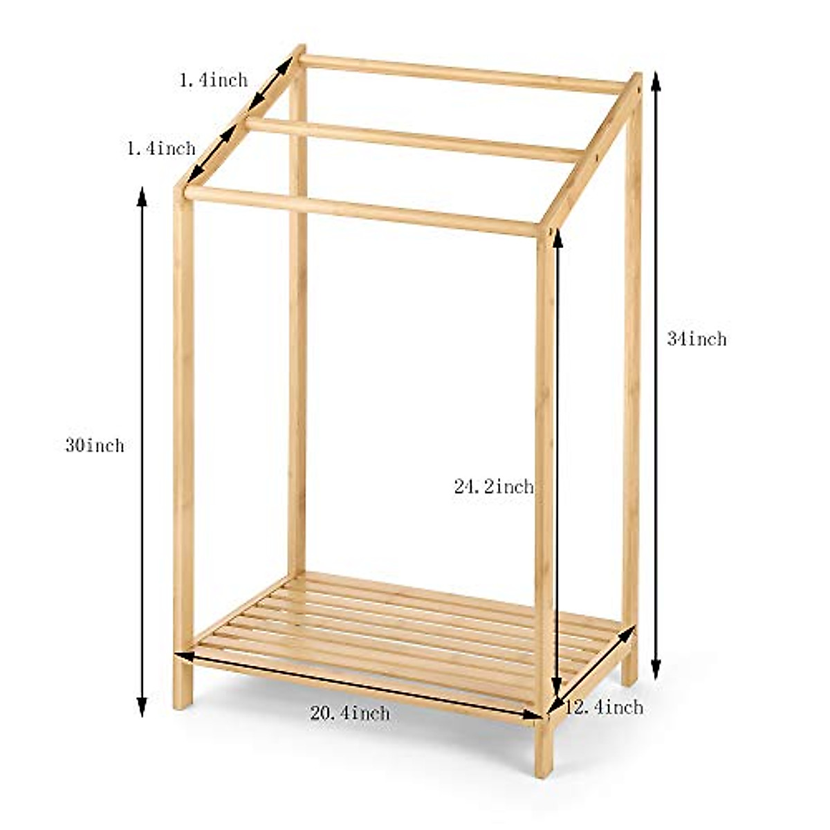 HYNAWIN Bamboo 3 Tier Towel Rack for Bathroom, Free Standing Beach Towel with Storage Shelf, Poolside Rack with Bottom Organizer for Bath, Hand Towel, Laundry