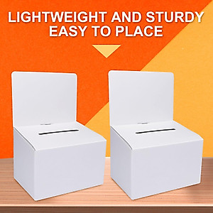 GRAWUN suggestion boxes with slot,raffle ticket boxs,raffle donations boxs, suggestion boxes with removable header，for Collecting Card Tickets And Voting Contest (3 Pack，White)