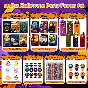 APROAT 168pcs Halloween Goodie Bag Fillers,Bulk Halloween Party Favors for Kids, Halloween Prizes, Halloween Favors for School, Halloween Non Candy Treats