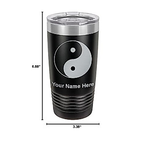 LaserGram 20oz Vacuum Insulated Tumbler Mug, Yin Yang, Personalized Engraving Included (Black)