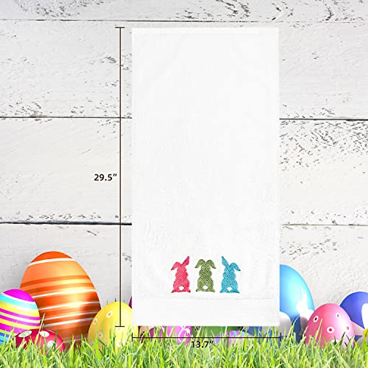 GreenPine 2 Pack Easter Hand Towels Whtie Towels 100% Cotton Embroidered Premium Luxury Decor Bathroom Decorative Dish Towels Set for Drying, Cleaning, Cooking, Holiday Towels Gift Set 14 "X 29"