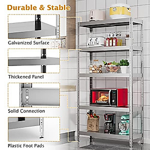 Tangkula Garage Storage Shelves, 5-Tier Metal Shelves for Storage, Shelving Unit with Foot Pads, Heavy Duty Storage Rack, 2866LBS Load Capacity, Bolt-Free Assembly, 39 x 16 x 77 Inches (1, Silver)